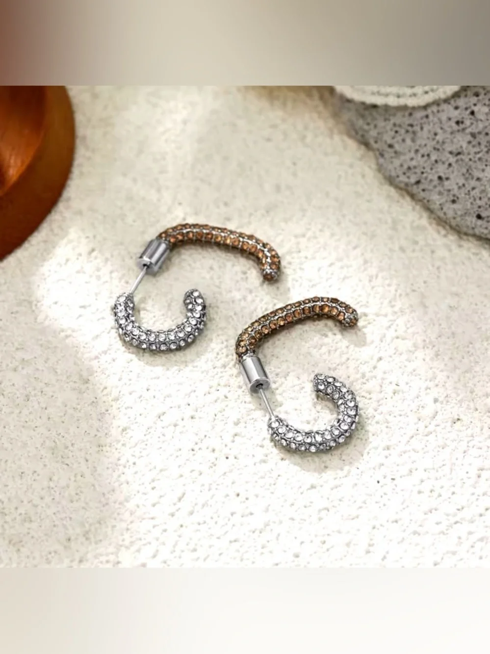 Unique | Jewelry | New Pave Crystal Encrusted Convertible Mini Luna ...